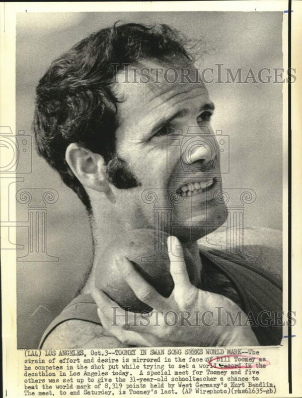 1969 Press Photo Shot put player Bill Toomey during tournament in Los ...
