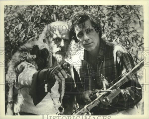 1985 Press Photo John Astin instructs Sam Groom in "Otherworld" on CBS ...