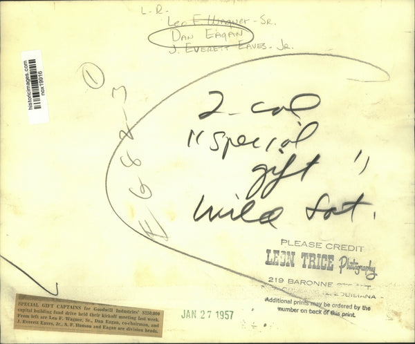 1957 Press Photo Goodwill Industries' $250,000 capital building fund ...