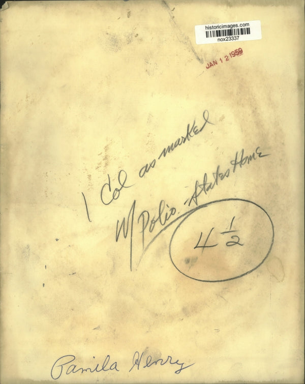 1959 Press Photo Polio Victim Pamela Henry receives donation for March ...