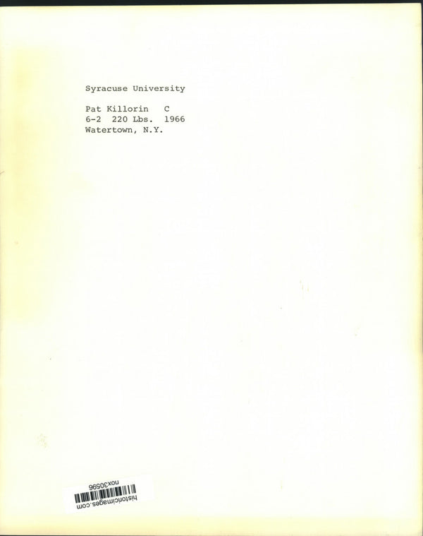 1966 Press Photo Syracuse University Football Center Pat Kilorin, New ...