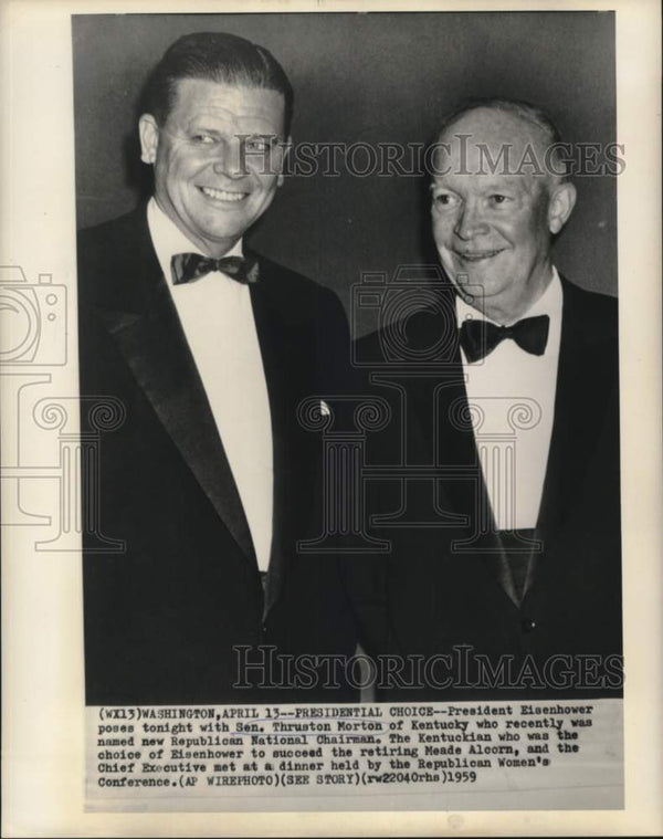 1959 Press Photo President Eisenhower and Thruston Morton at Washington ...