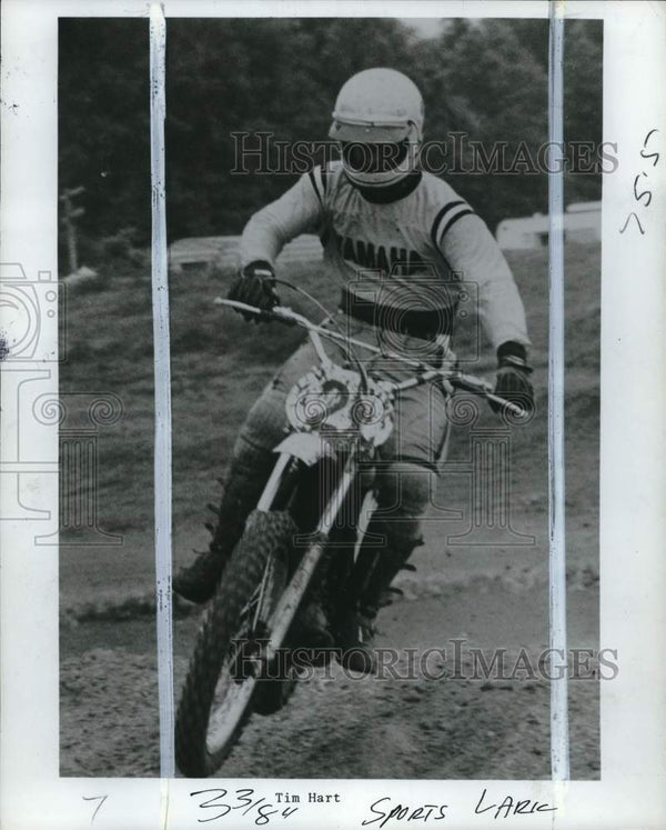 1973 Press Photo Motorcyclist Tim Hart competing in motocross race ...