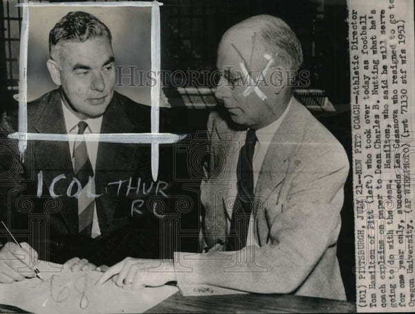 1951 Press Photo Pittsburgh Panther Football Coach Tom Hamilton ...
