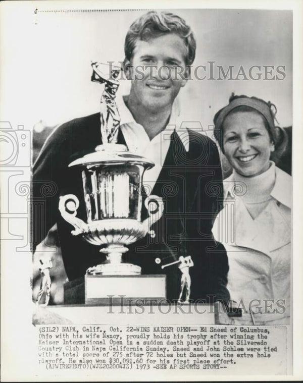 1973 Press Photo Golfer Ed Sneed & Wife Nancy at Kaiser International ...
