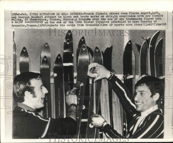 1968 Press Photo Olympic skiers Jean Pierre Augert & Georges Mauduit ...