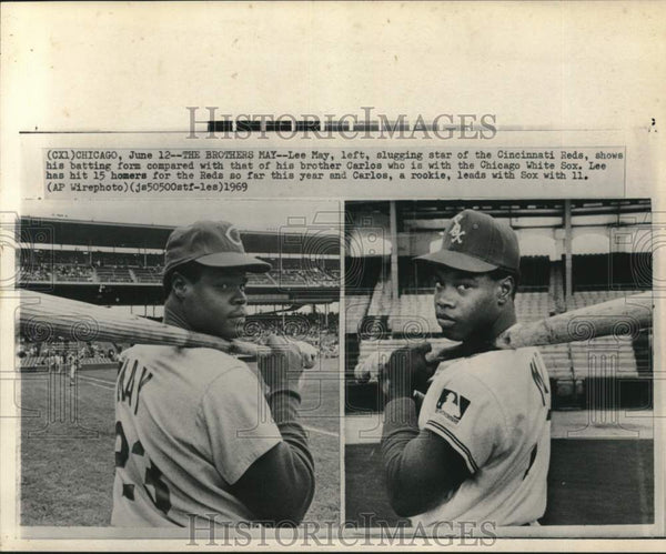 1969 Press Photo Reds' Lee May & brother White Sox' Carlos May ...