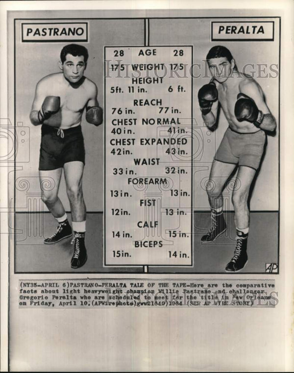 1964 Press Photo Boxers Willie Pastrano & Gregorio Peralta's comparati ...