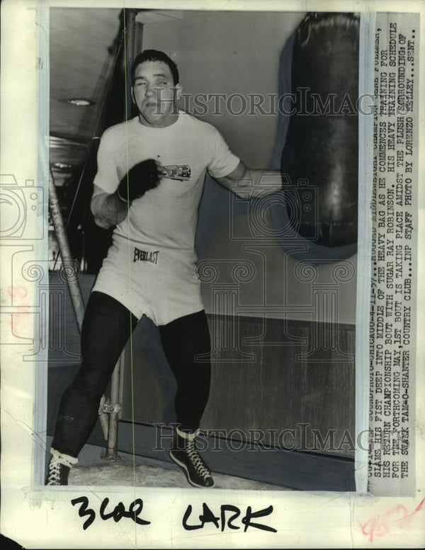 1957 Press Photo Boxer Gene Fullmer during training, Chicago - pis07639 ...