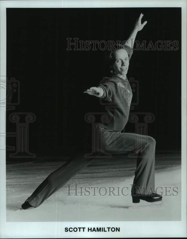 1987 Press Photo Ice Skater Scott Hamilton shows figure skating ...