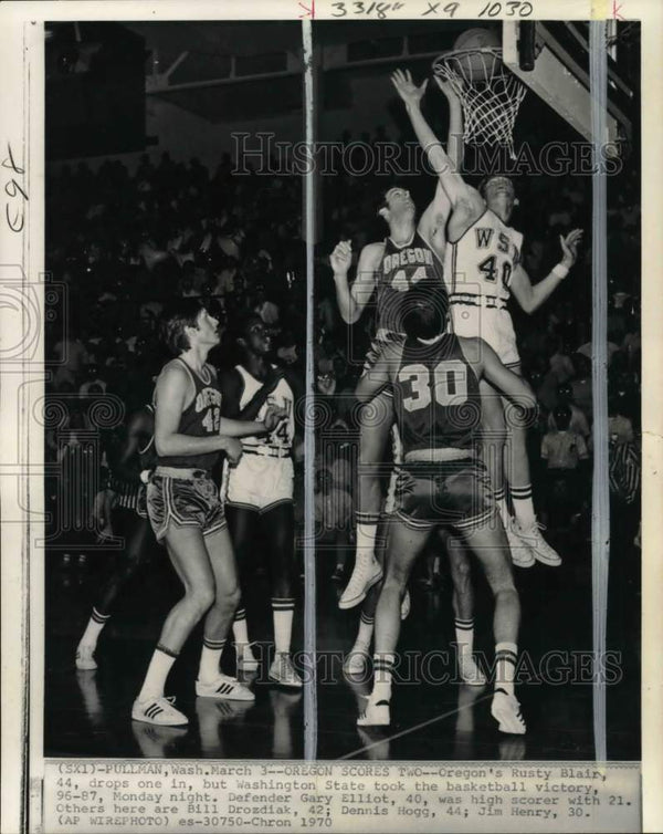 1970 Press Photo Oregon's Rusty Blair scores versus Washington State ...