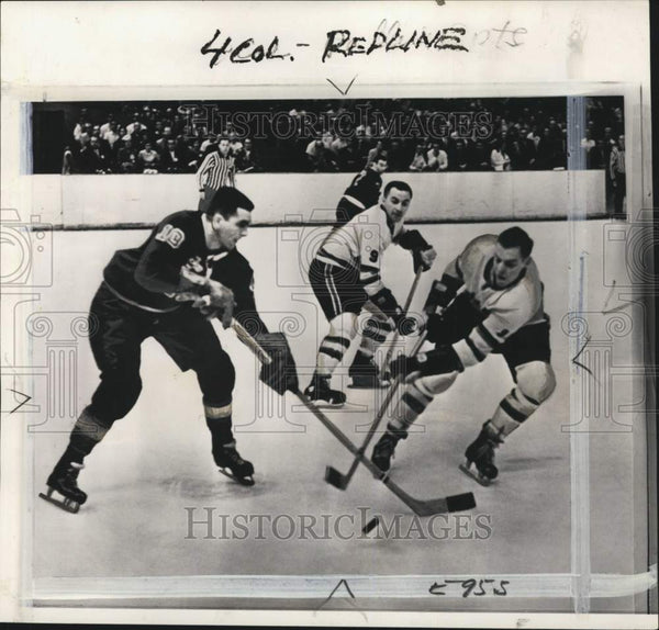 1961 Press Photo Hockey players Marc Boileau, Arlo Goodwin & Eddue ...
