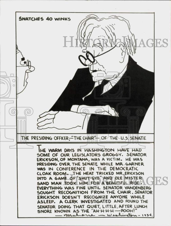 1934 Press Photo Sketch of Senator John Erickson - pix40258 - Historic ...
