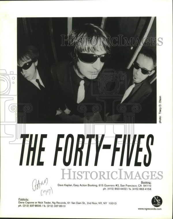 1999 Press Photo Three Members of The Forty-Fives, Band, Entertainers ...