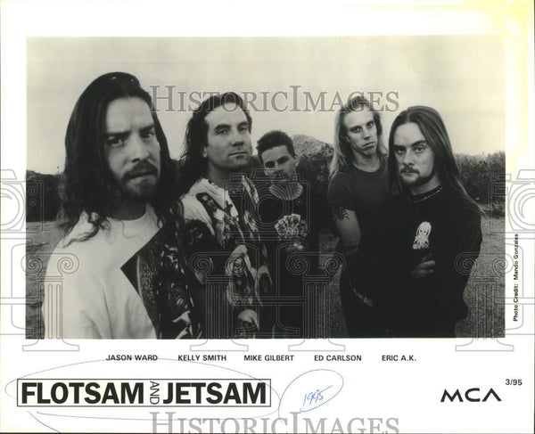 1995 Press Photo Eric A.K. with fellow members of band Flotsam and ...