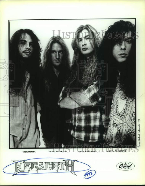 1992 Press Photo Four Members of the band Megadeth, Entertainers ...