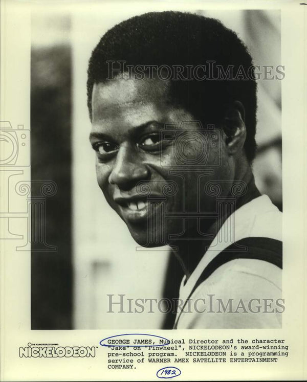 1982 Press Photo George James, musical director and star on Pinwheel ...