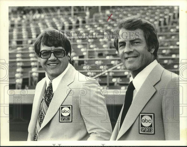 1980 Press Photo ABC Sportscaster Alex Karras with fellow Sportscaster ...
