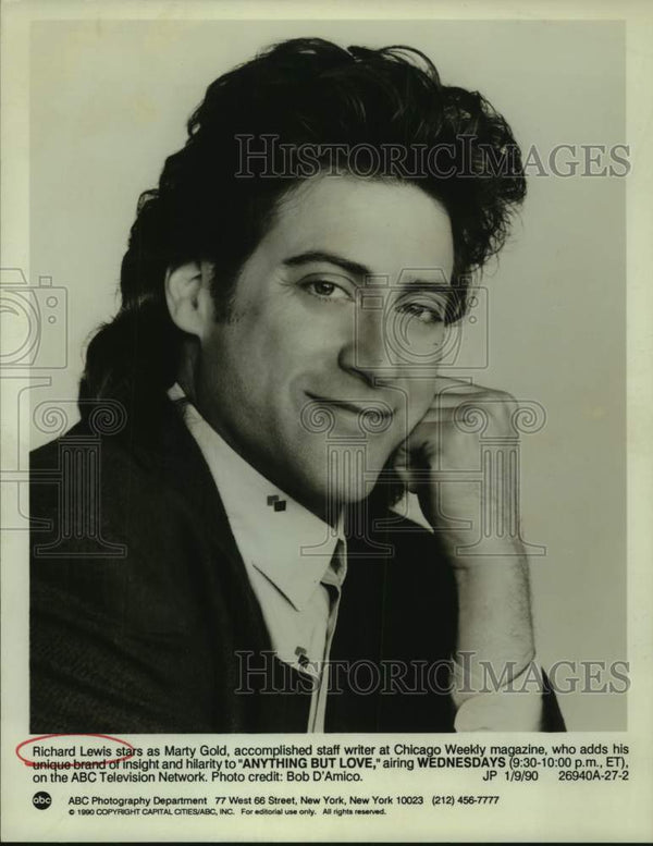 1990 Press Photo Actor Richard Lewis stars as Marty Gold in "Anything ...