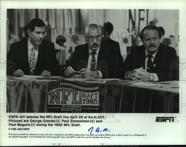 1986 Press Photo George Grande with ESPN Football Draft Hosts - sap198 ...