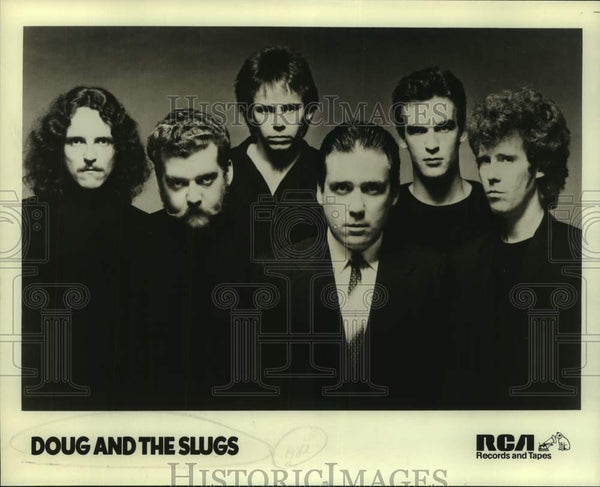 1981 Press Photo Six Members of the band Doug and the Slugs ...