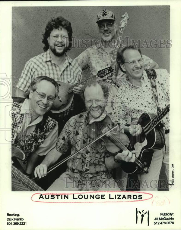 1997 Press Photo Five Members of the Austin Lounge Lizards, Musicians ...