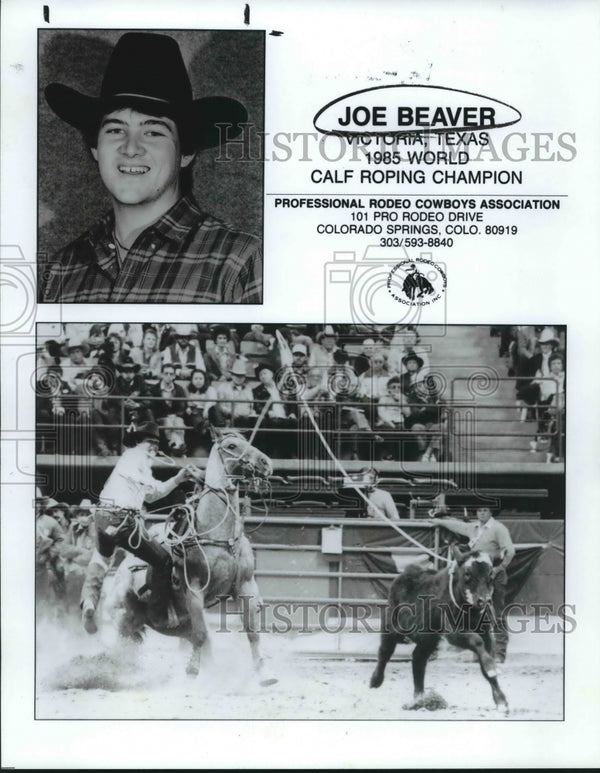 1985 Press Photo Pro rodeo calf roping champion Joe Beaver of Victoria ...