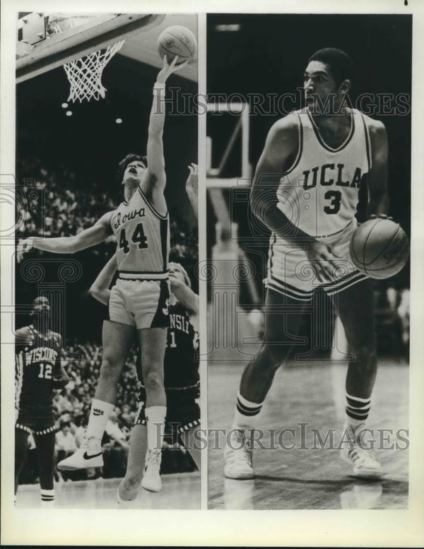1982 Press Photo Basketball players Mark Gannon (Iowa) and Ralph ...