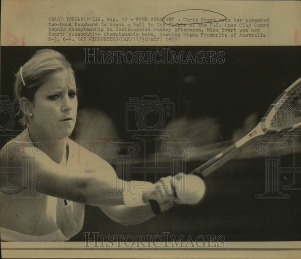 1975 Press Photo Tennis star Chris Evert at the U.S. Clay Courts in ...