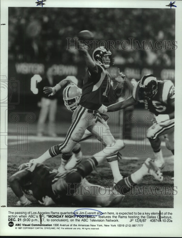 1987 Press Photo Jim Everett, Los Angeles Rams Football Quarterback at ...