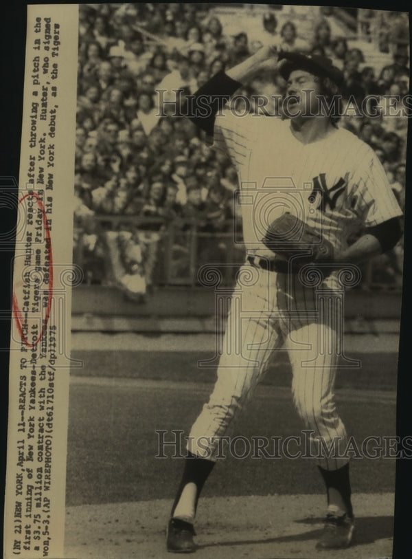 1975 Press Photo Catfish Hunter, New York Yankees Baseball Pitcher at ...