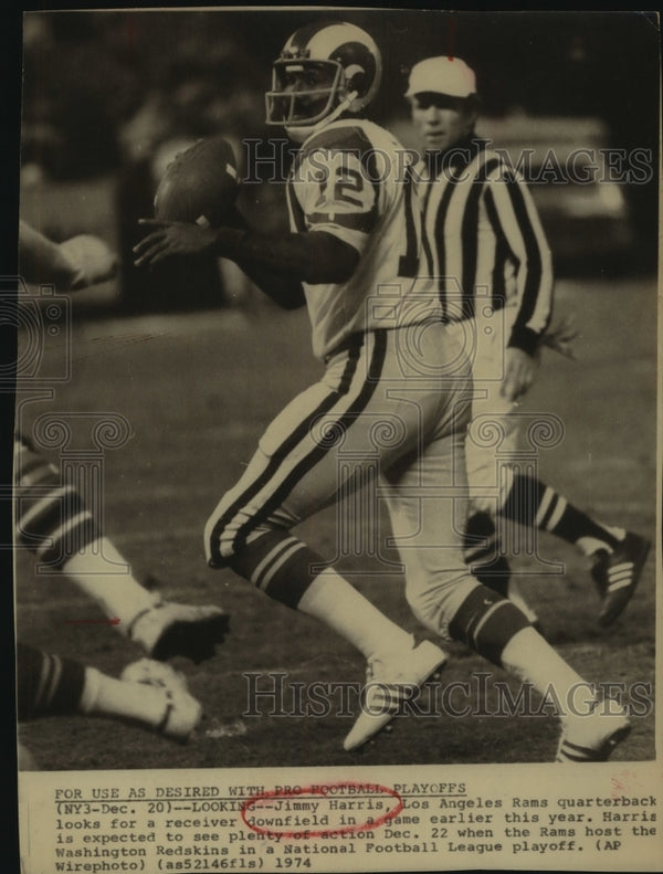 1974 Press Photo Jimmy Harris, Los Angeles Rams Football Quarterback at ...