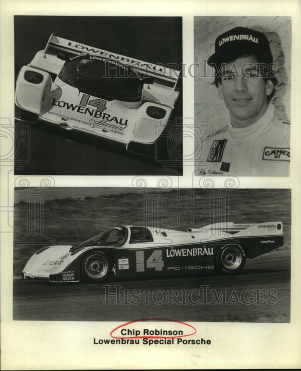 Press Photo Race driver Chip Robinson and the Lowenbrau Special Porsche ...