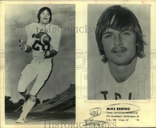 1978 Press Photo Texas Christian college football player Mike Renfro ...