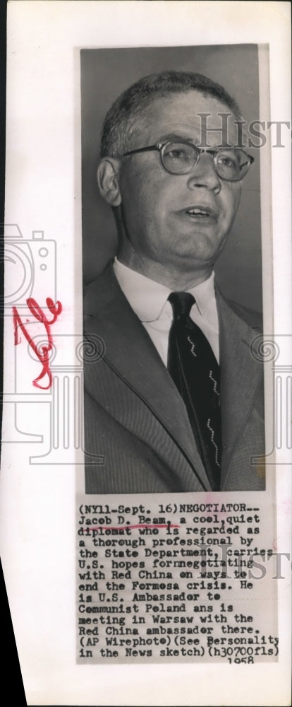 1958 Press Photo Jacob D Beam US ambassador to Communist Poland ...
