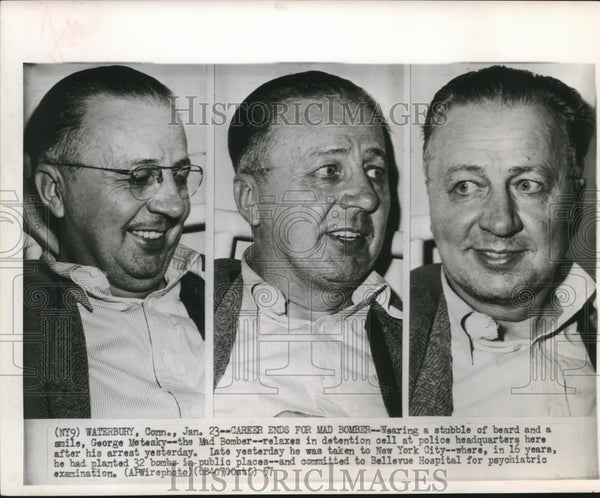 1957 Press Photo George Metesky "Mad Bomber" Shown in Detention Cell ...