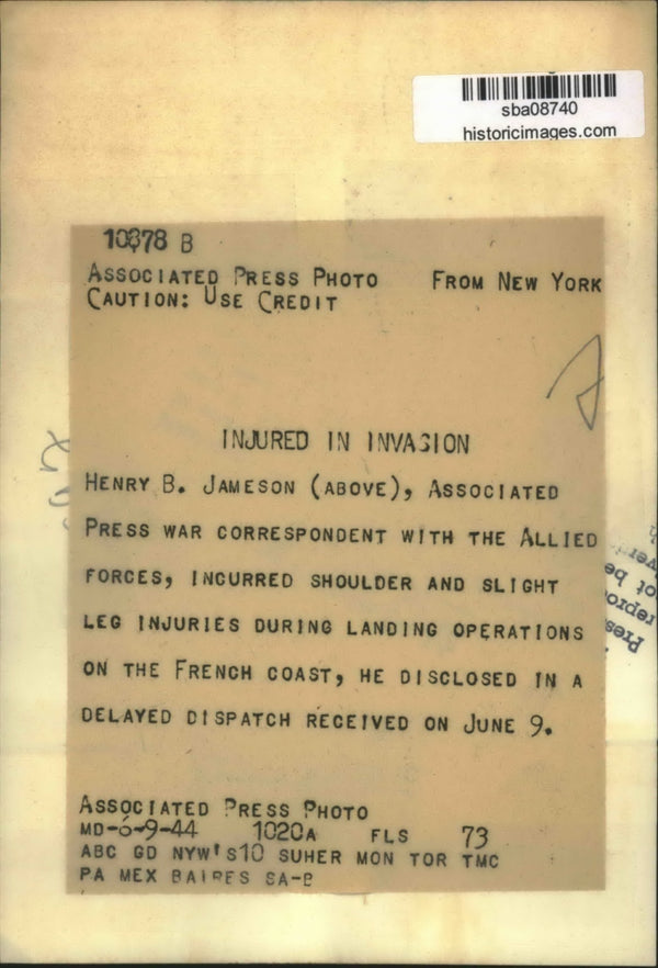 1944 Press Photo Henry B.Jameson Associated Press Reporter with Allied ...