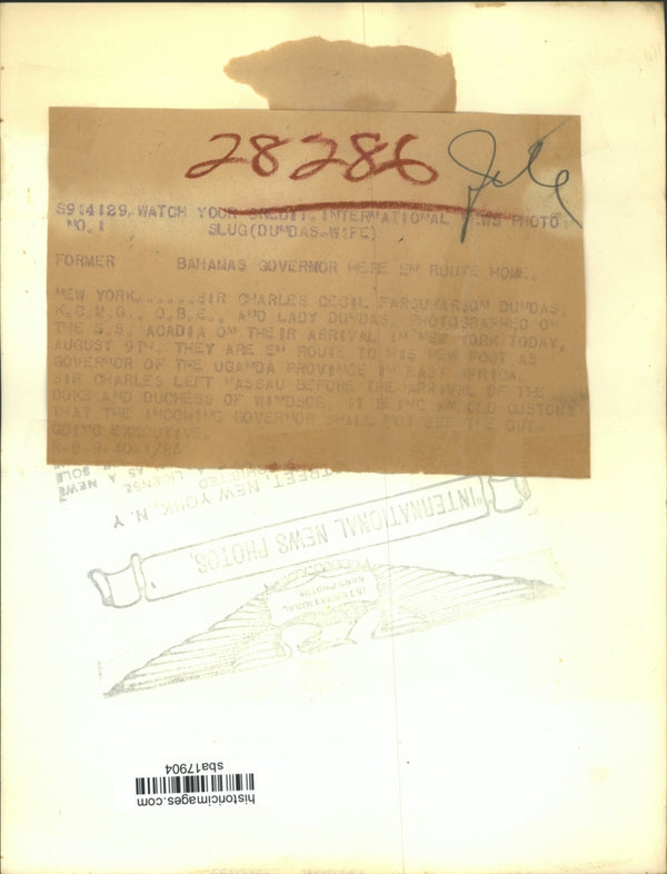 1940 Press Photo Sir Charles Dundas, new Governor of Uganda arrives ...