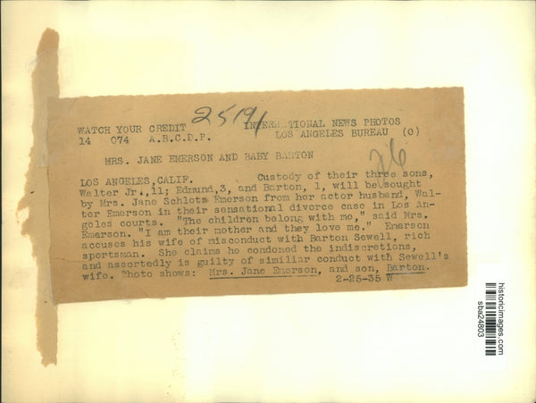 1935 Press Photo Jane Emerson seeks custody of her children with Walter ...