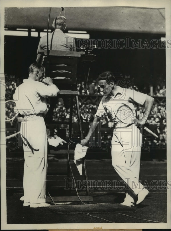 1930 Press Photo Henri Cochet, Hans Timmer at Wimbledon England tennis ...