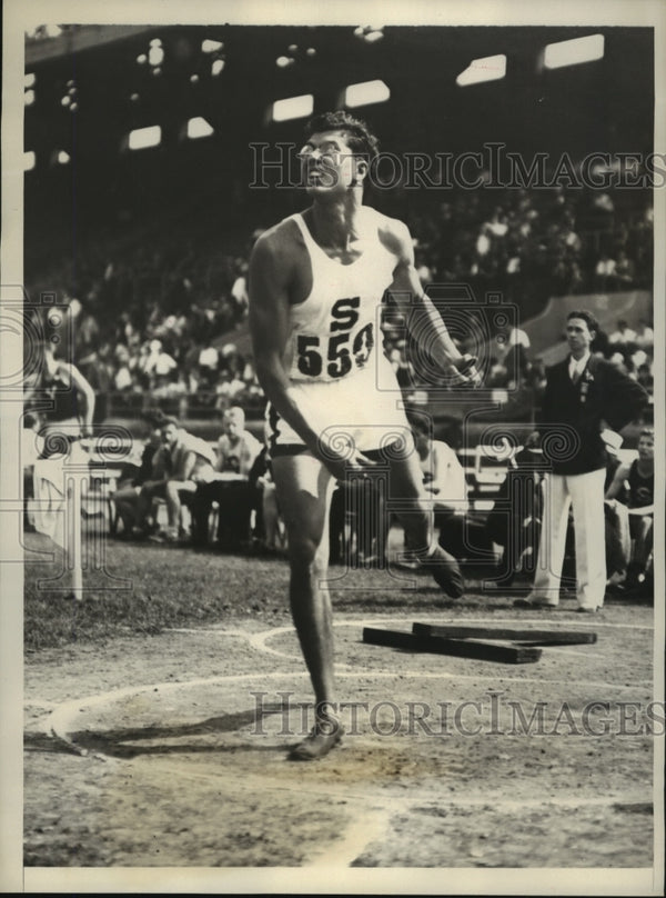 1931 Press Photo Bobby Jones Throws Discus 159 Feet 2 1/2 Inches ...