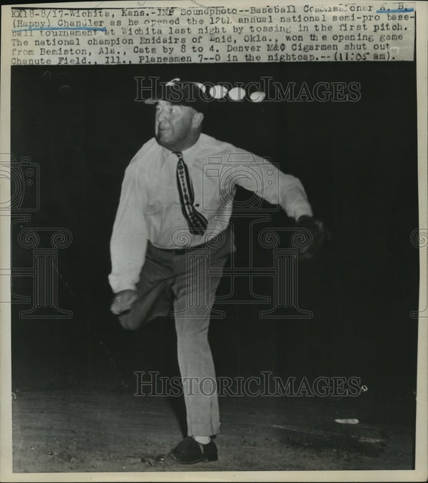 Press Photo A.B. Chandler Opens National Semi-Pro Baseball Tournament ...