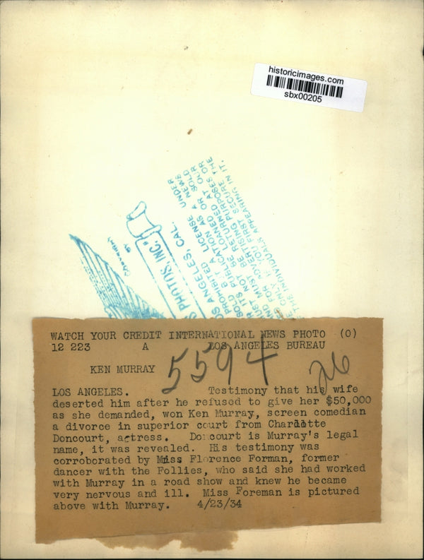 1934 Press Photo Comedian Ken Murray & Florence Forman at LA divorce ...