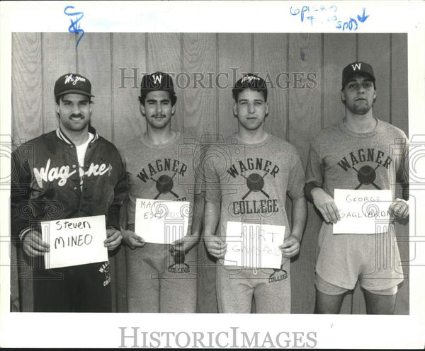 1990 Press Photo Wagner Baseball players Steven Mineo & teammates ...