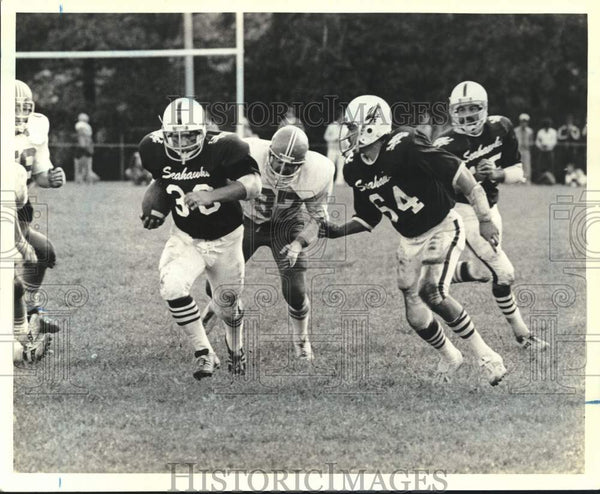 Press Photo Wagner College Seahawk Football Player Runs With Ball ...