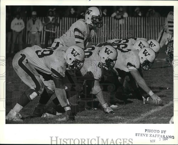 1984 Press Photo Wagner College Football Team Waits for the Ball Snap ...