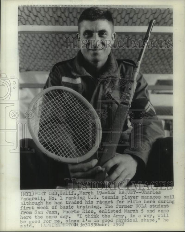1968 Press Photo Pro tennis player and American soldier Charles ...