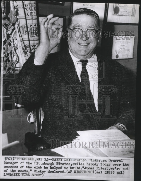 1956 Press Photo Former Pirates GM Branch Rickey enjoys Pittsburgh's ...