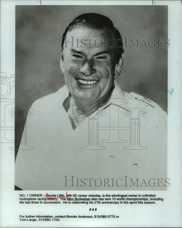 1989 Press Photo Bernie Little, winningest owner in unlimited ...