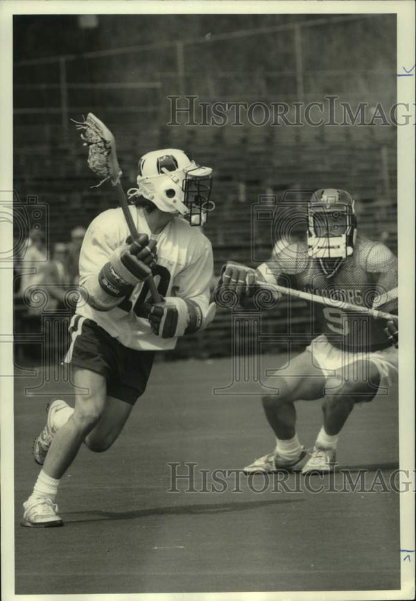 1987 Press Photo F-M vs Liverpool in Lacrosse game at Coyne Field, New ...